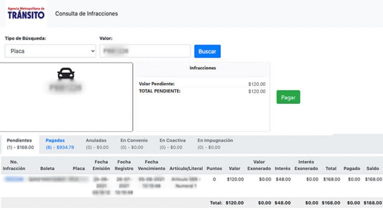 AMT Quito: Consultar Multas de Tránsito por Placa - Portal de Tránsito ...